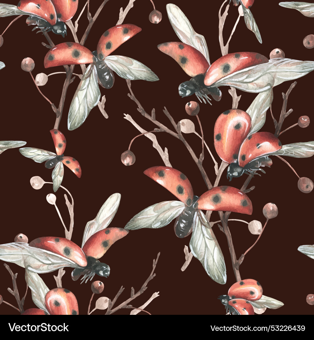 Ladybugs in flight from different angles against Vector Image