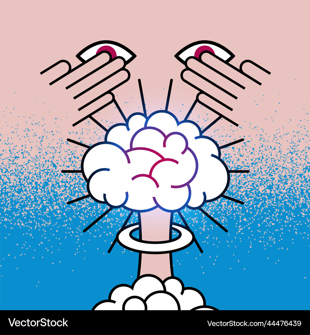 Nuclear mushroom explosion brain cartoon design Vector Image