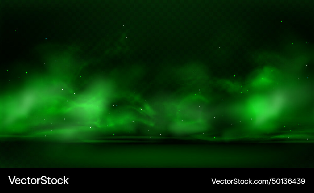 Realistic green smog with flying particles Vector Image