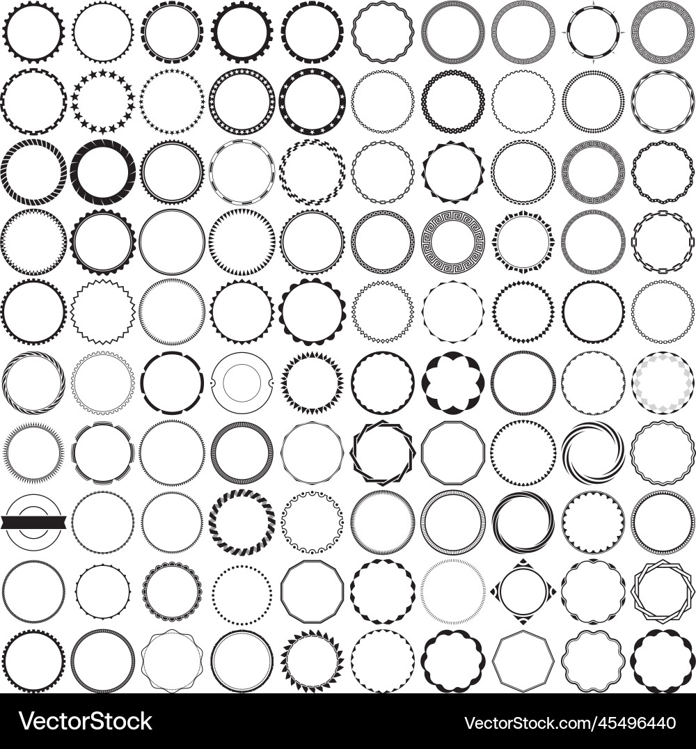 Collection of Ornamental Round Borders Royalty Free Vector