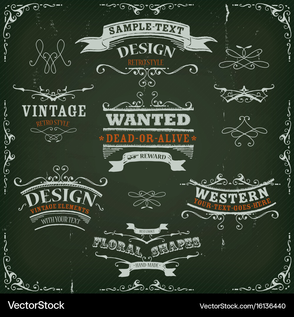 Hand drawn western banners and ribbons Royalty Free Vector