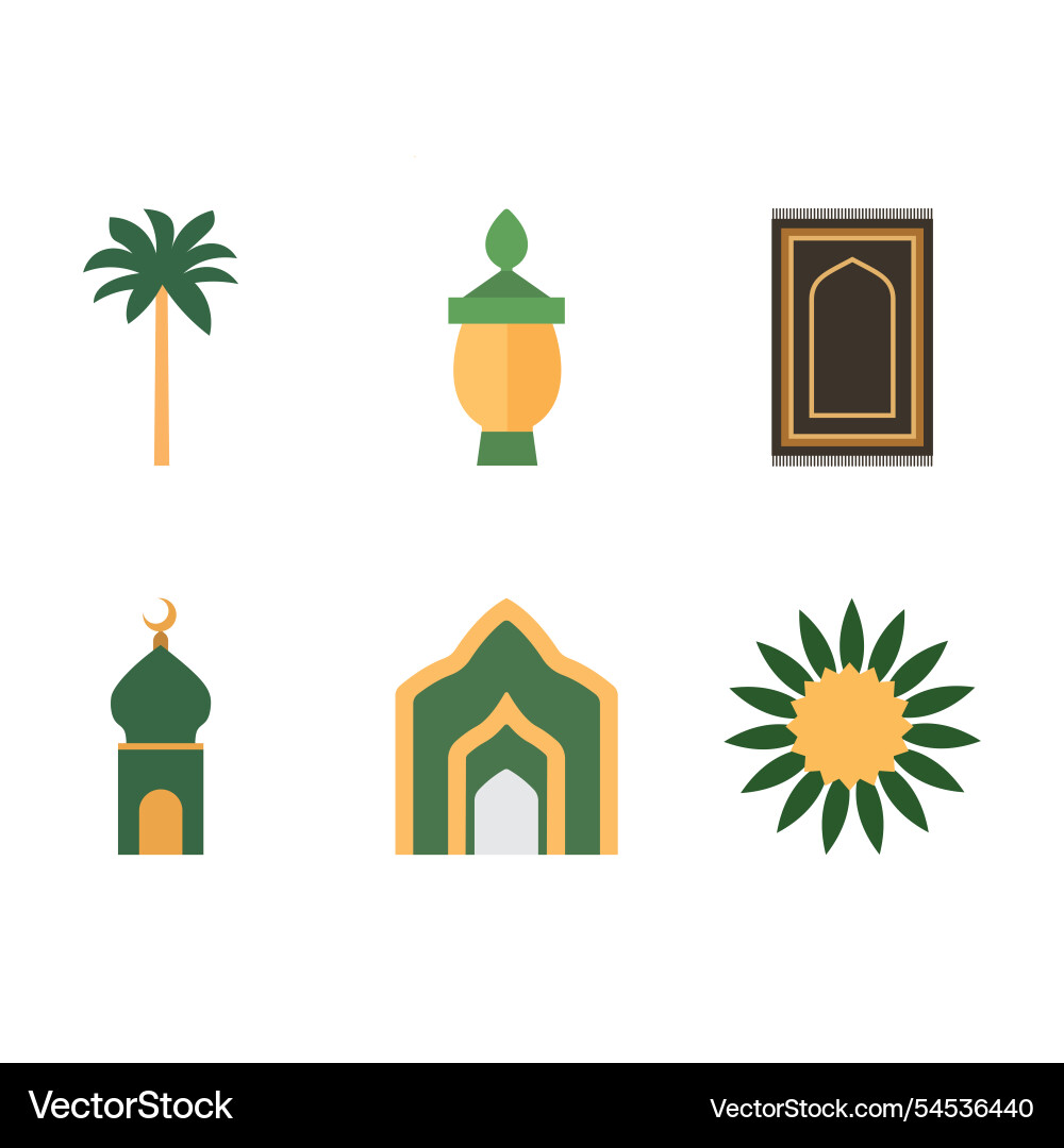 Islamic symbol elements set of minaret mosque Vector Image