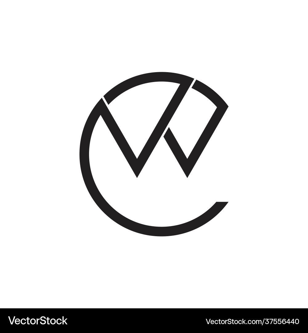 Letter cw geometric line logo Royalty Free Vector Image