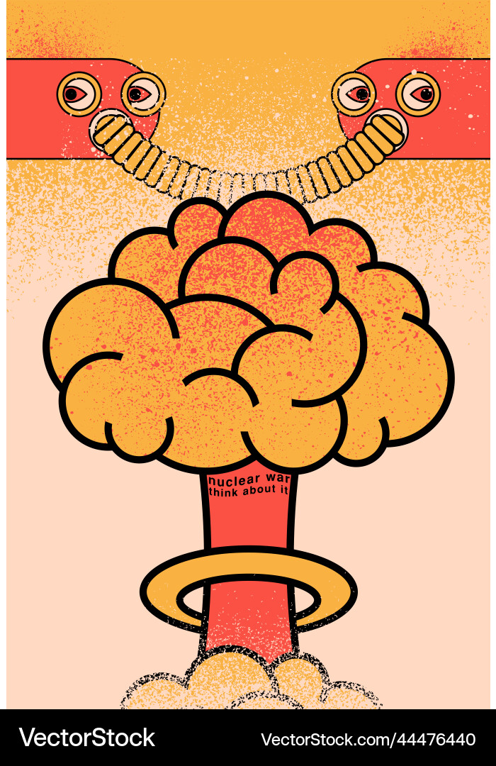 Nuclear mushroom explosion brain cartoon design Vector Image