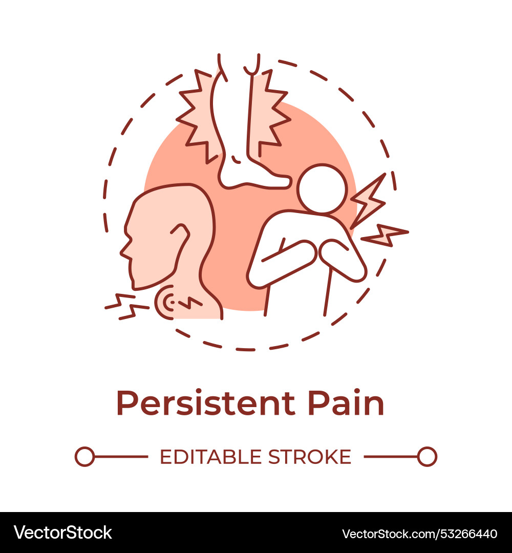 Persistent pain soft red concept icon Royalty Free Vector