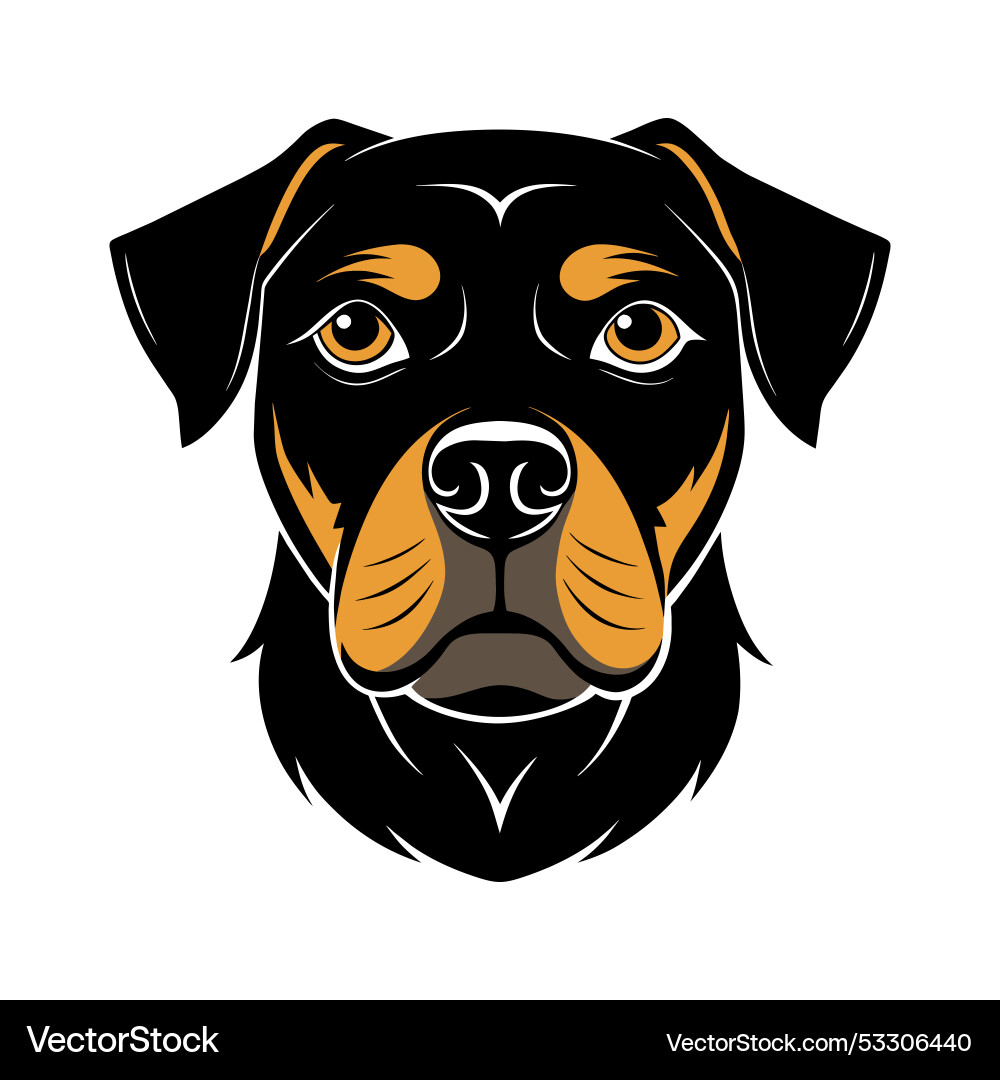 Rottweiler face silhouette in black and brown Vector Image