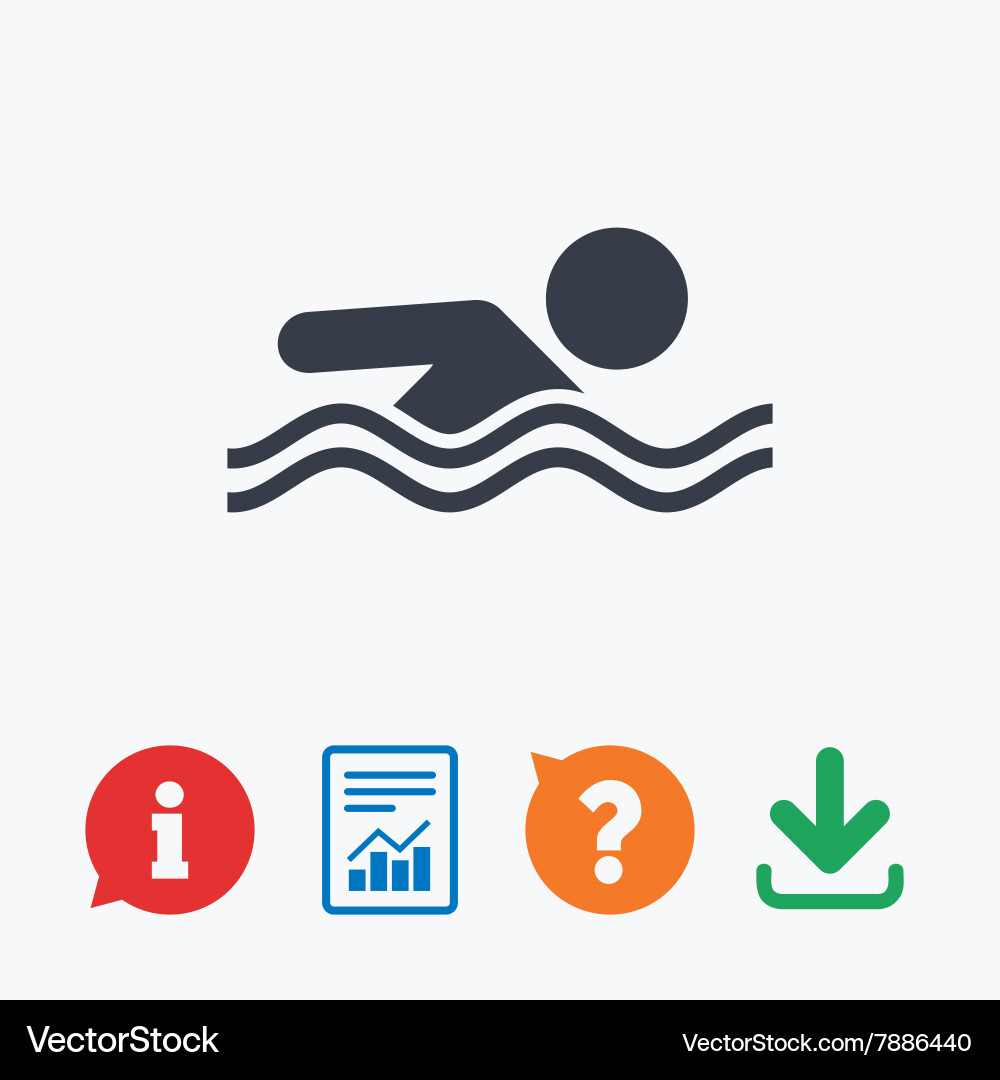 Swimming Icon - Pool & Wave Symbol Royalty Free Vector