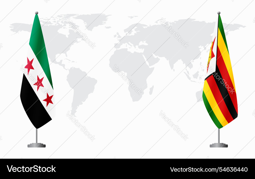Syrian revolution and zimbabwe flags for official Vector Image