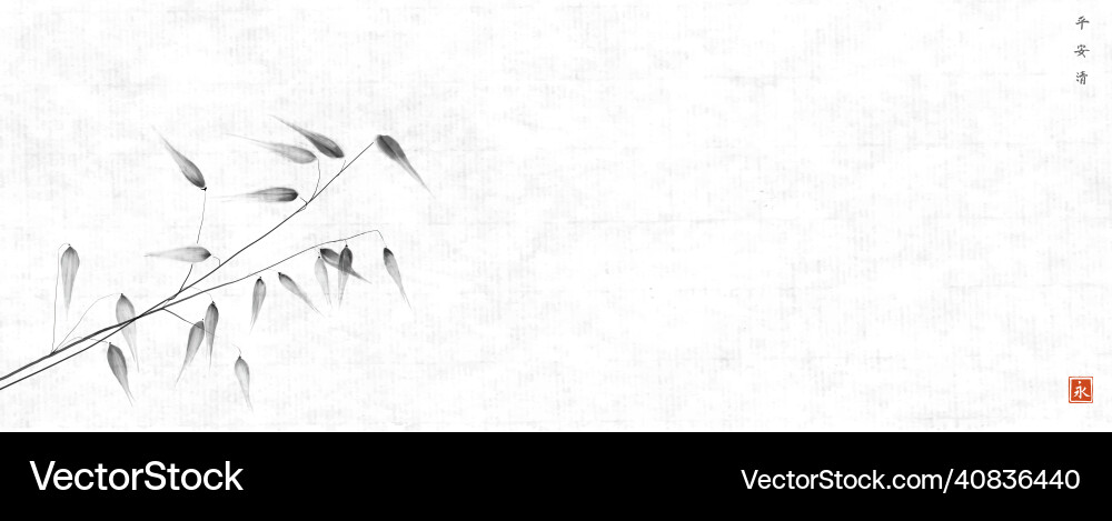 Wild meadow grass on rice paper background Vector Image