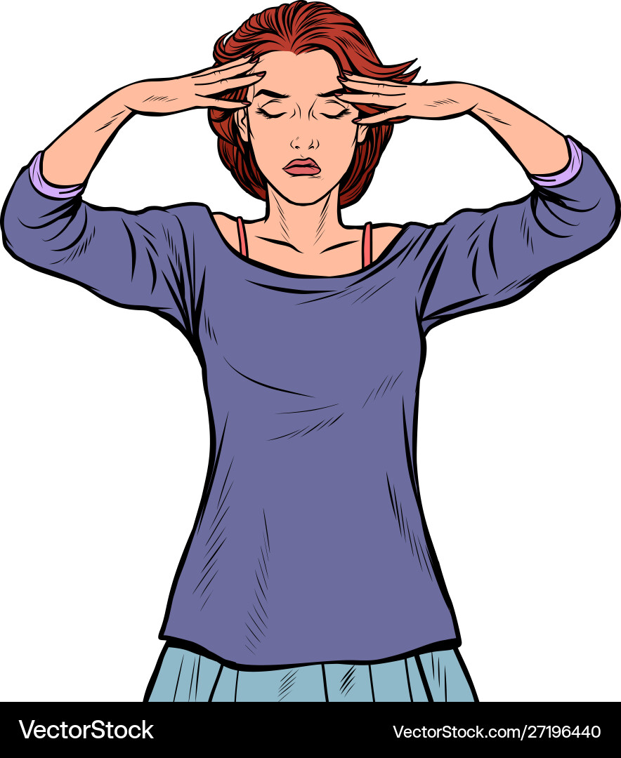 Young woman thinks intently intellectual work Vector Image