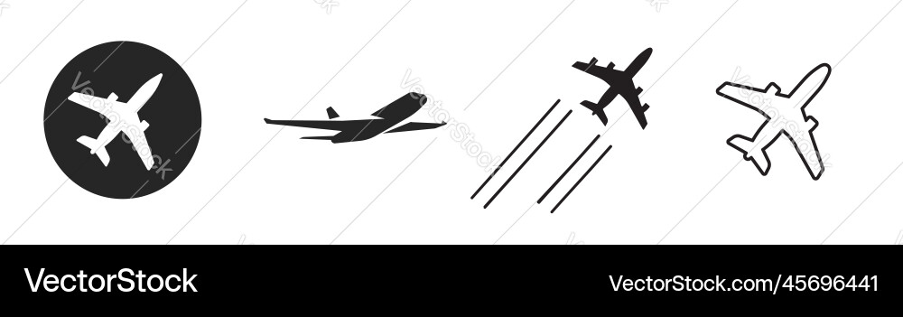 Airplane icon takeoff logo black pictograph set Vector Image