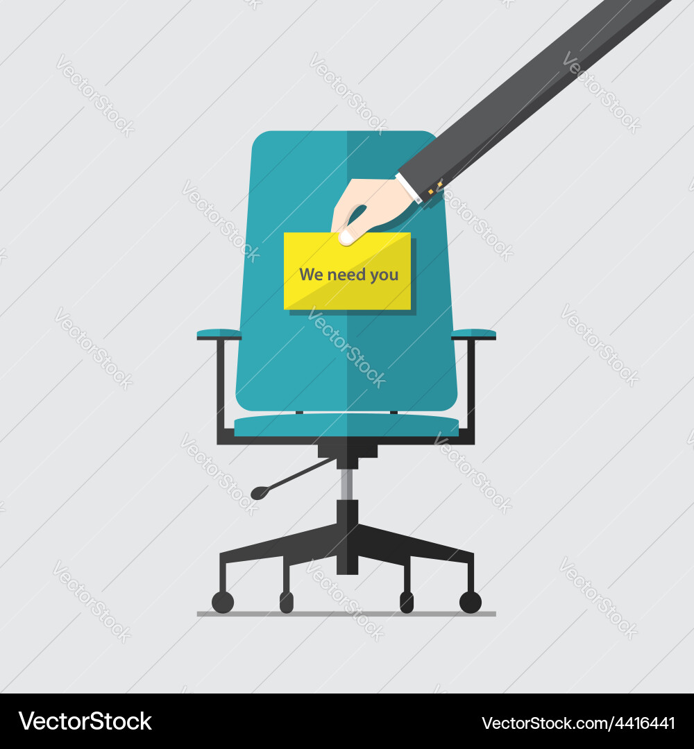 Business chair with we need you message Royalty Free Vector