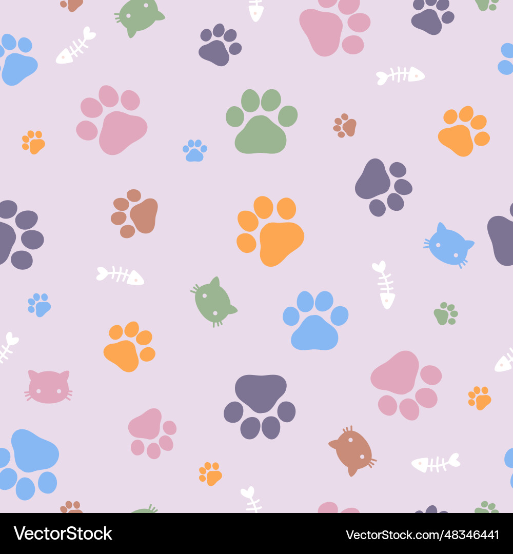 Cat paws background seamless pattern Royalty Free Vector