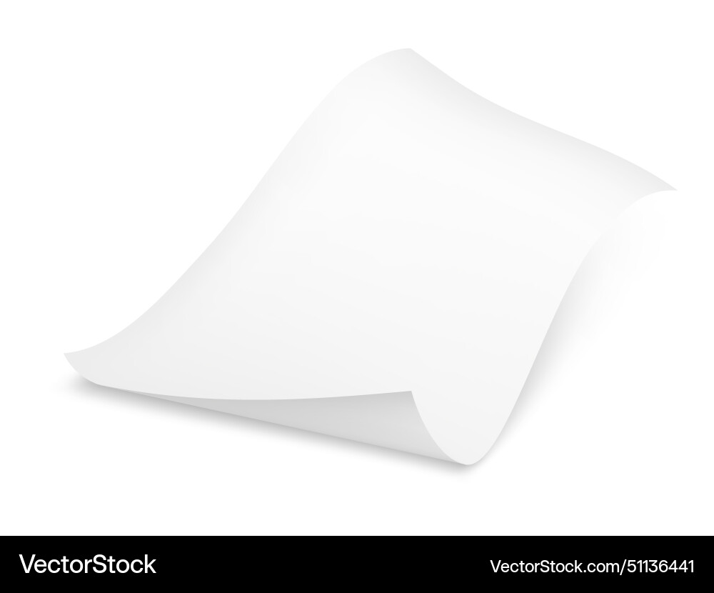 Clear white paper sheet flying isolated Royalty Free Vector