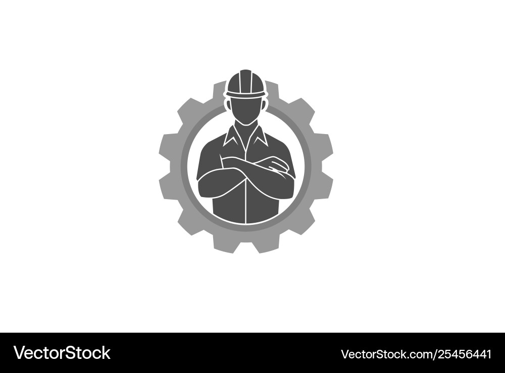 Creative engineer worker gear logo design Vector Image