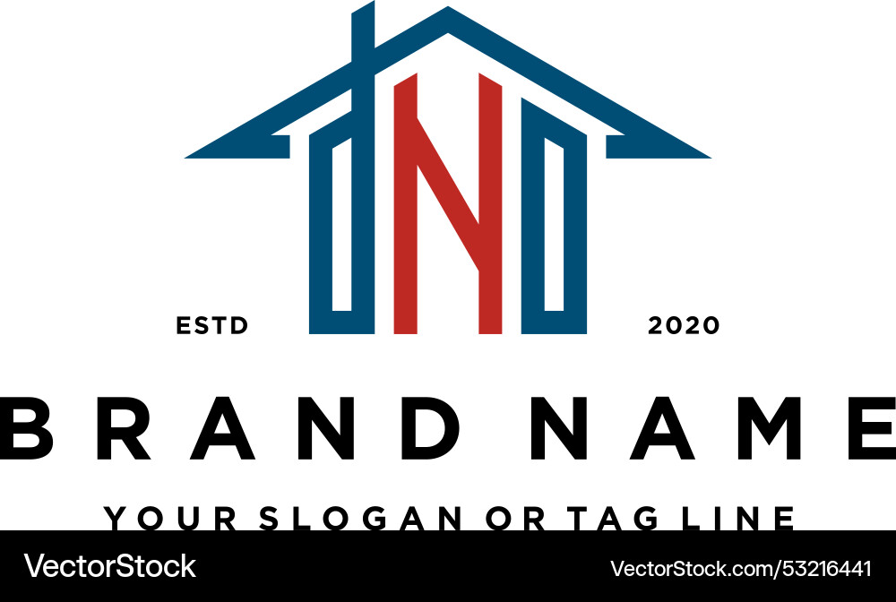 Creative letter dno home roof logo design Vector Image