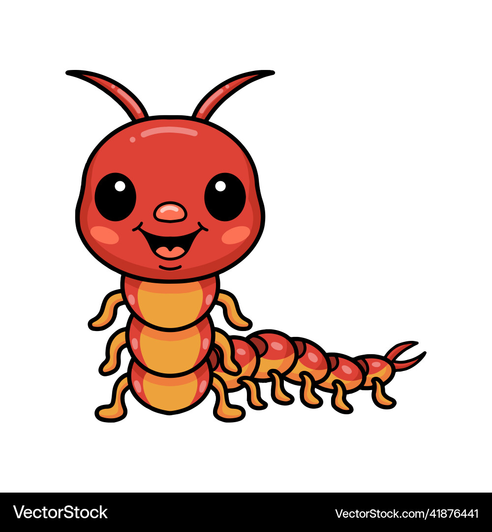 Cute little centipede cartoon character Royalty Free Vector
