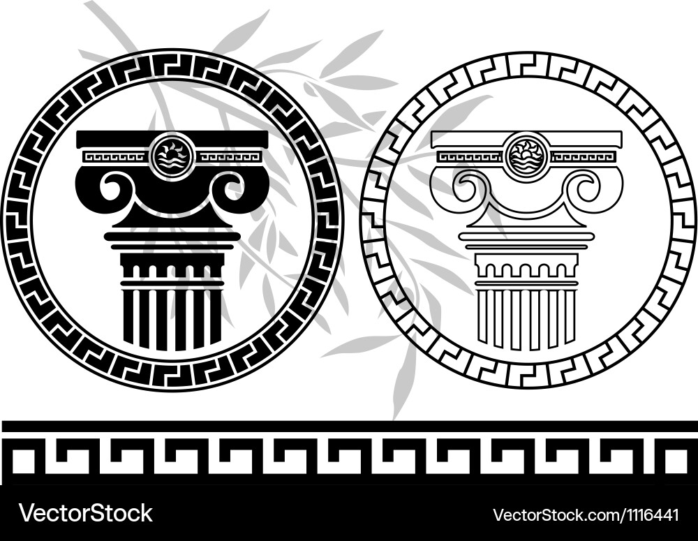 Hellenic Columns and Olive Branch Royalty Free Vector Image