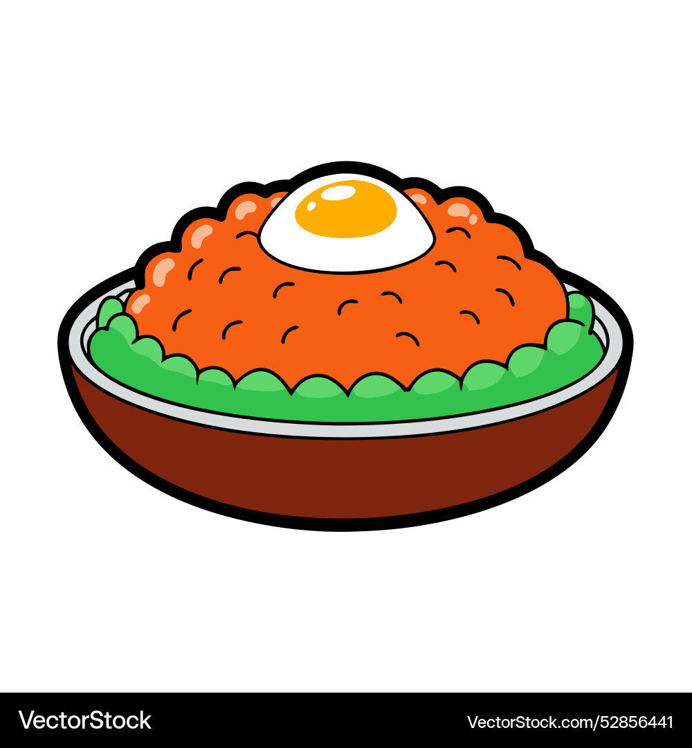 Korean kimchi fried rice with a egg on top Vector Image