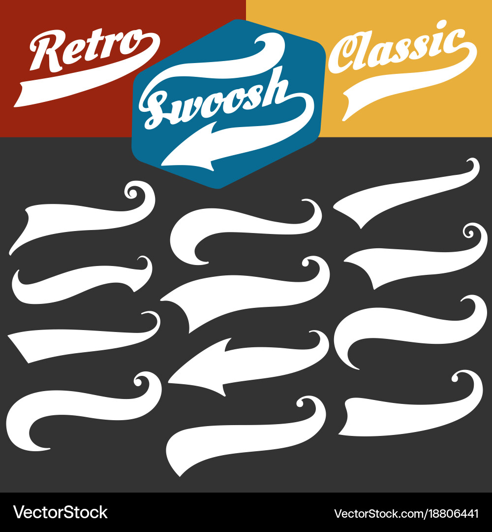Retro sports swoosh tails set Royalty Free Vector Image
