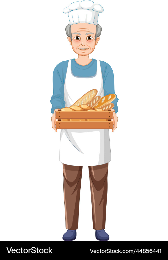 Senior baker holding fresh bread Royalty Free Vector Image