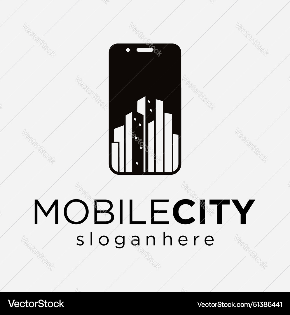 Smart city mobile phone logo icon design element Vector Image