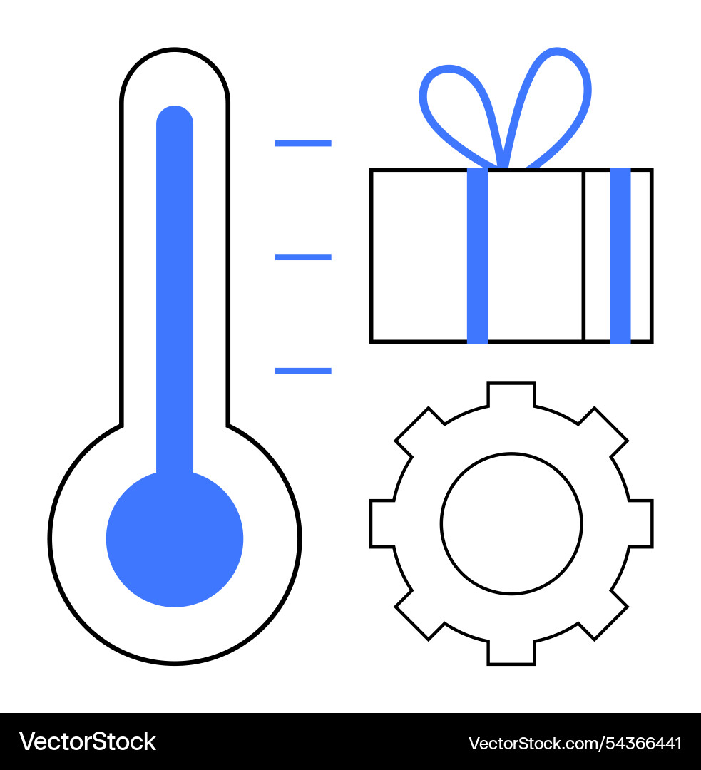 Thermometer gift box gear representing progress Vector Image
