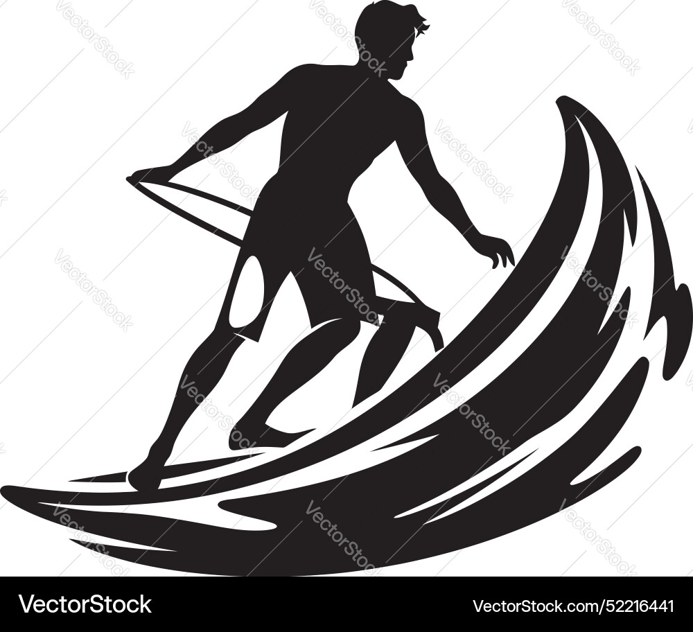 Tidal motion black guy surfing iconic design Vector Image
