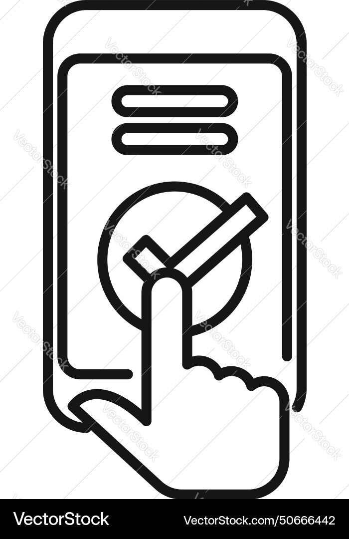 Approved sign in device icon outline two Vector Image
