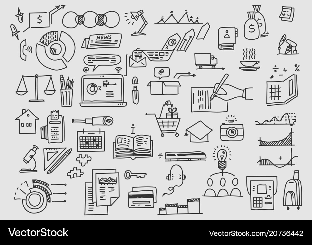 Business doodles office development investment Vector Image