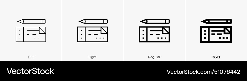 Check book icon thin light regular and bold style Vector Image