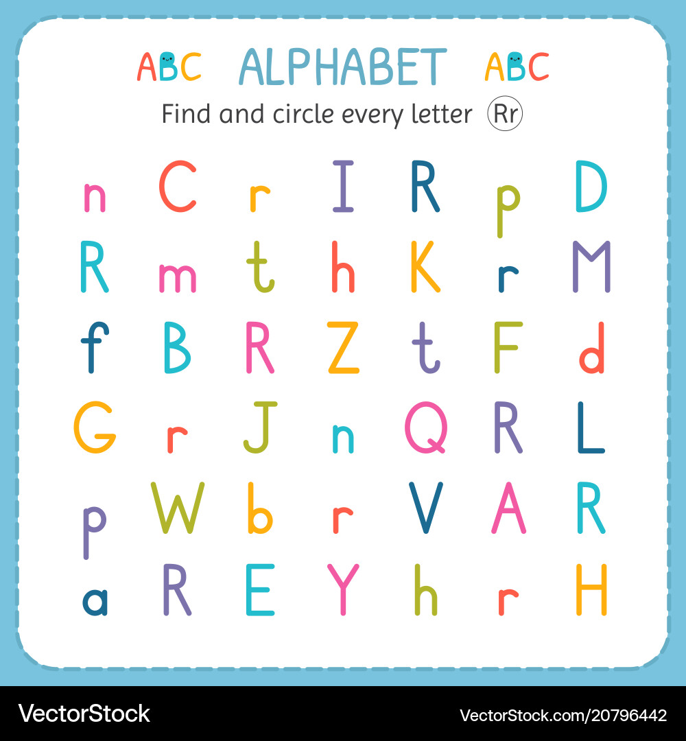 Find and circle every letter r worksheet Vector Image