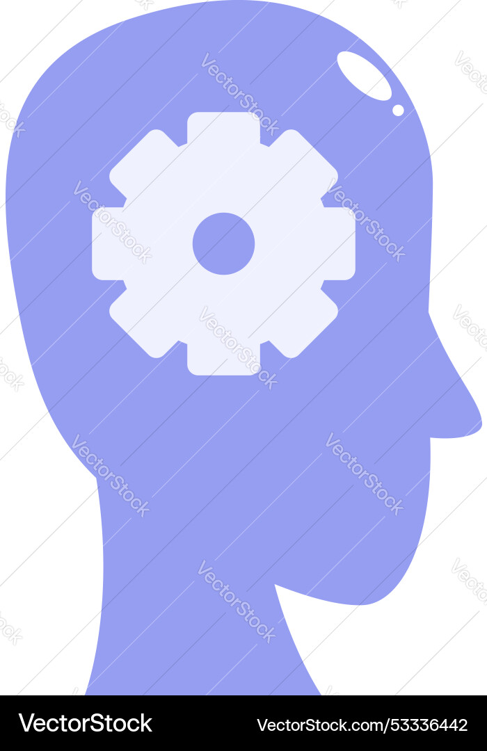 Human head silhouette showing rotating gears Vector Image