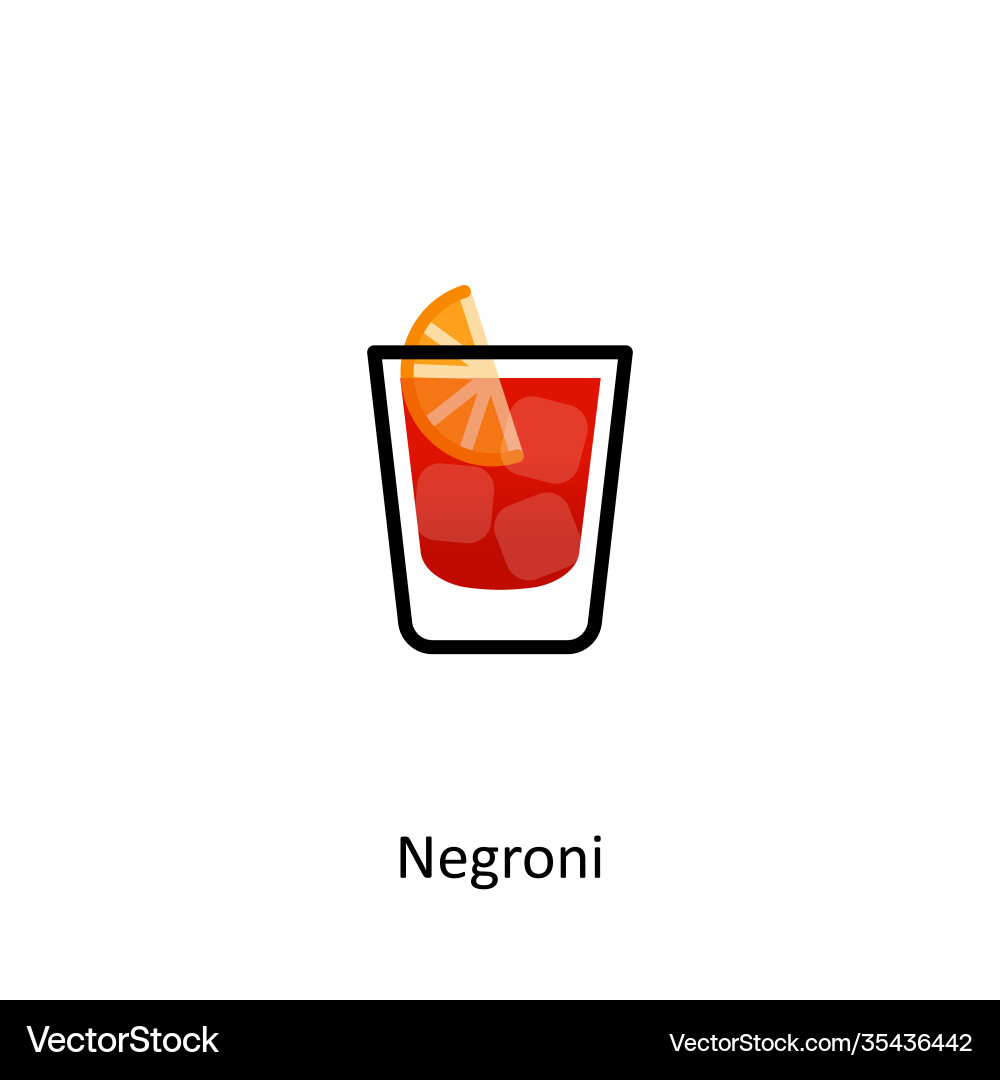 Negroni cocktail icon in flat style Royalty Free Vector