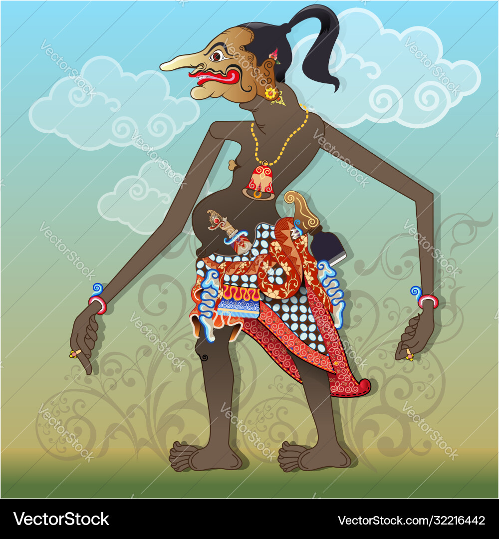 Petruk Wayang Shadow Puppet Royalty Free Vector Image