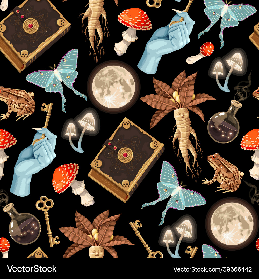 Seamless magic pattern with supply for witchcraft Vector Image