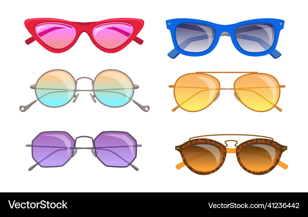 Trendy retro sunglasses set Royalty Free Vector Image