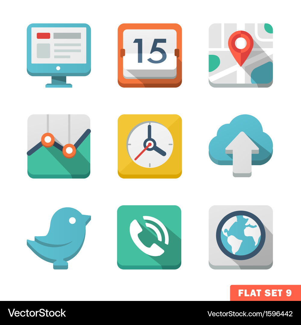 Universal flat icon set Royalty Free Vector Image