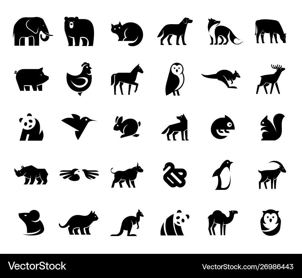 Animals logos collection Royalty Free Vector Image