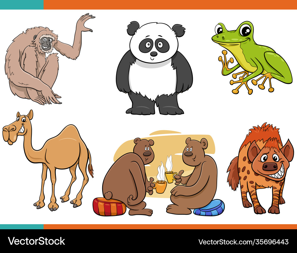 Cartoon funny animal comic characters set Vector Image