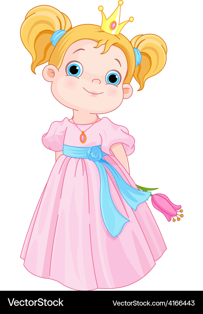 Cute little princess holds flower Royalty Free Vector Image