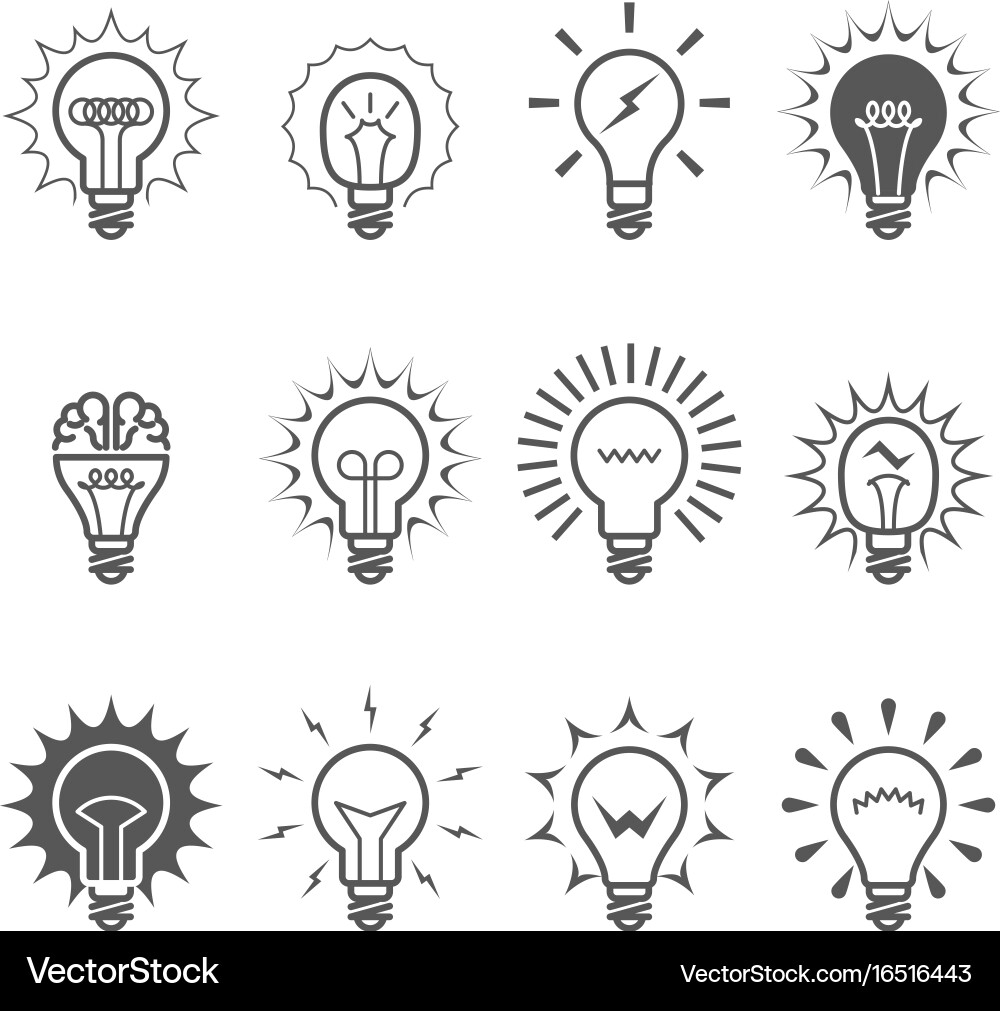 Light bulb icons - idea innovation Royalty Free Vector Image