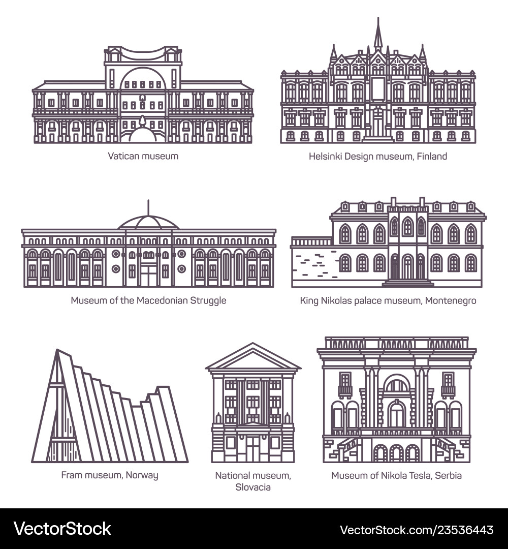 Museum Line Art Collection Royalty Free Vector Image