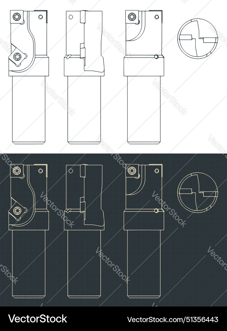 Tool for machining aluminum parts blueprints Vector Image