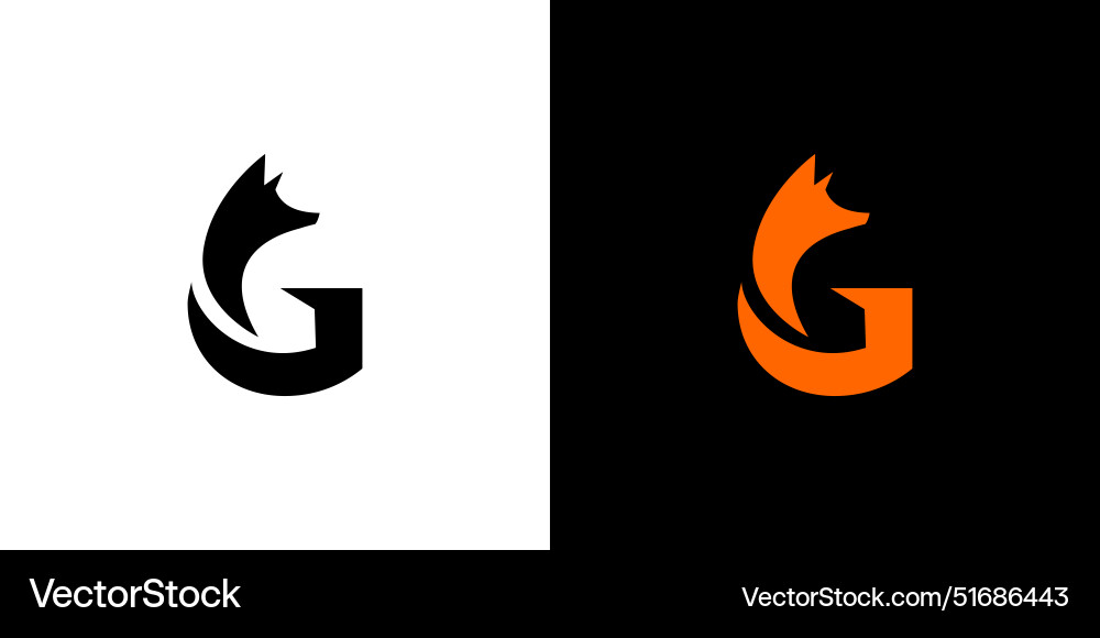 Unique and modern g fox logo design Royalty Free Vector