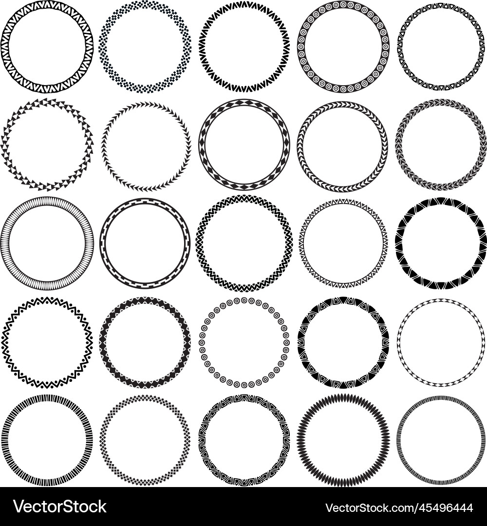 Collection of round african borders Royalty Free Vector