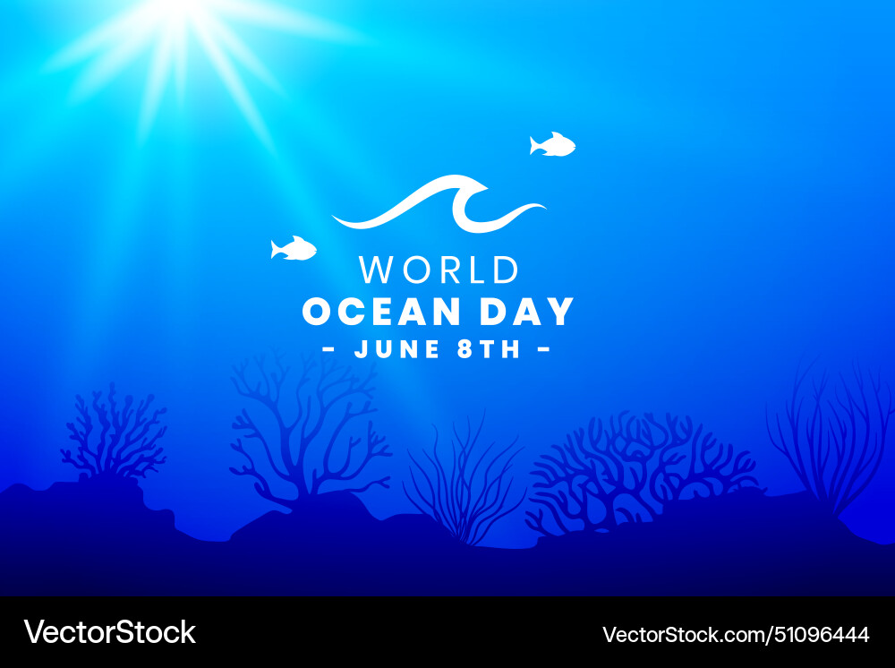 Eye catching world ocean day background with sun Vector Image