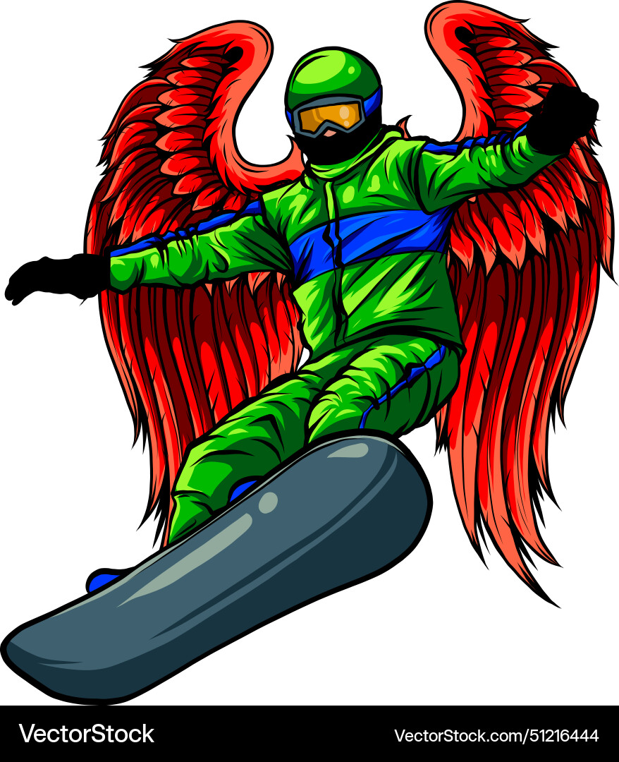 Flat cartoon snowboarder jumping Royalty Free Vector Image