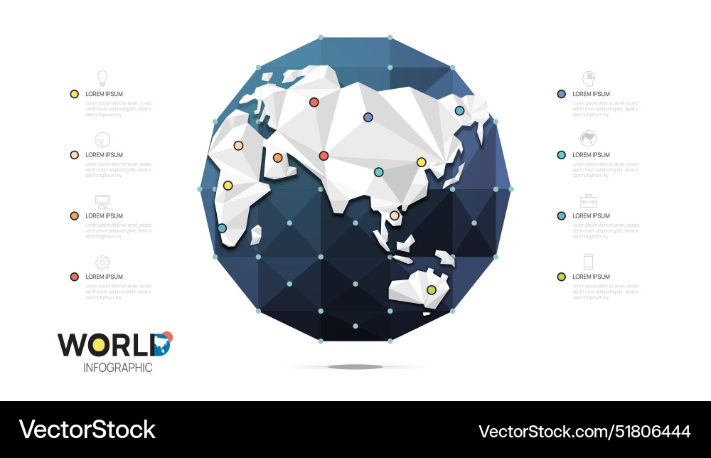 Geometric globe world map template Royalty Free Vector Image