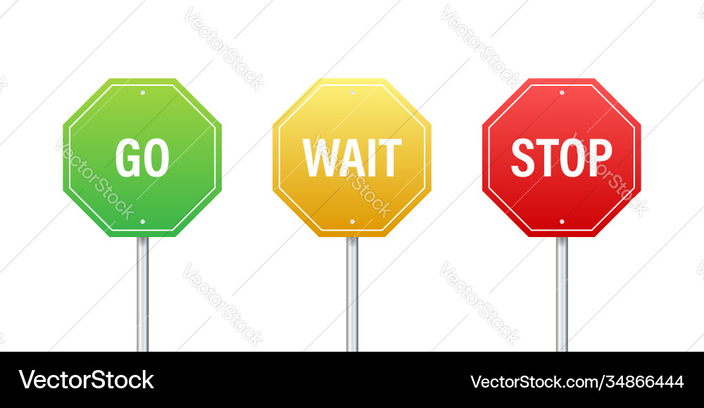 Go wait and stop traffic signs color set Vector Image